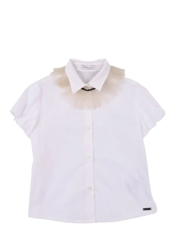 Monnalisa Popeline Stretch Shirt - White