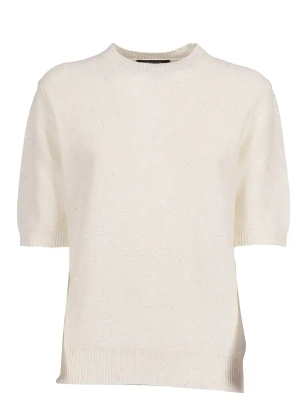 Fabiana Filippi Short Sleeve Linen Top - White