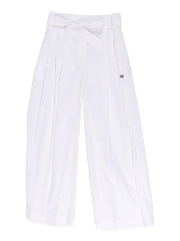 Monnalisa Cropped Poplin Trousers - White