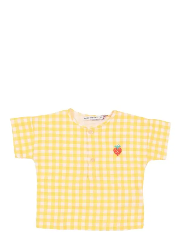 BOBO CHOSES Pixel Strawberry Vichy Woven Blouse - Yellow