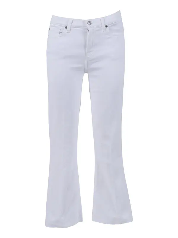 7 For All Mankind Cropped Dojo Raw Cut Jeans - White