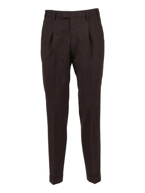 PT TORINO Pleated Trousers With Flap Pockets And Turn Up - Red