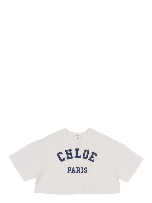 Chloé Cropped T-shirt With Applique - White