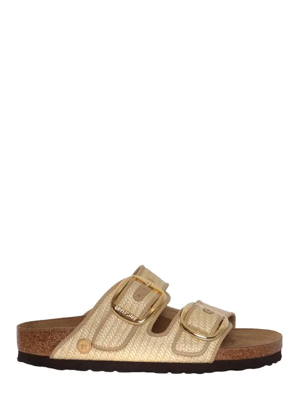 BIRKENSTOCK Arizona Big Buckle Raffia Sandals - Gold