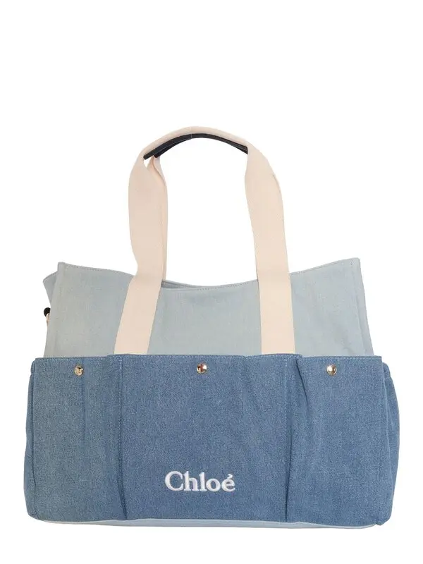 Chloé Cotton And Jute Diaper Bag - Blu