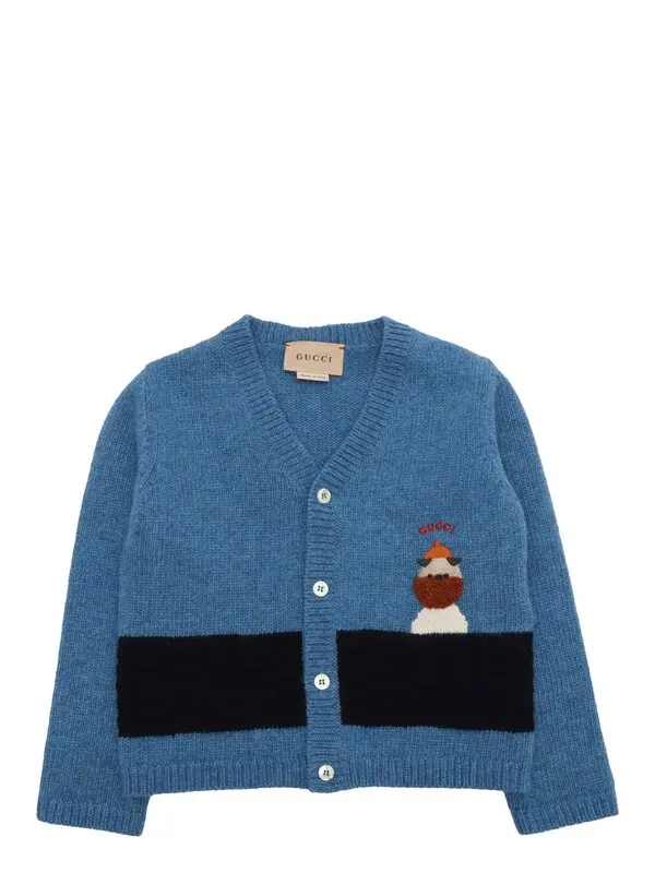Gucci Long Sleeve Plain Knit Cardigan - Blu
