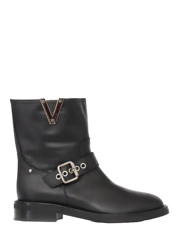 VIA ROMA 15 Biker Boots With Buckle Detail - Red