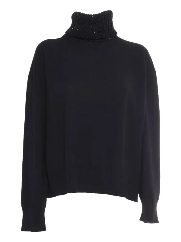 Fabiana Filippi Turtleneck Sweater With Sequin Collar - Red