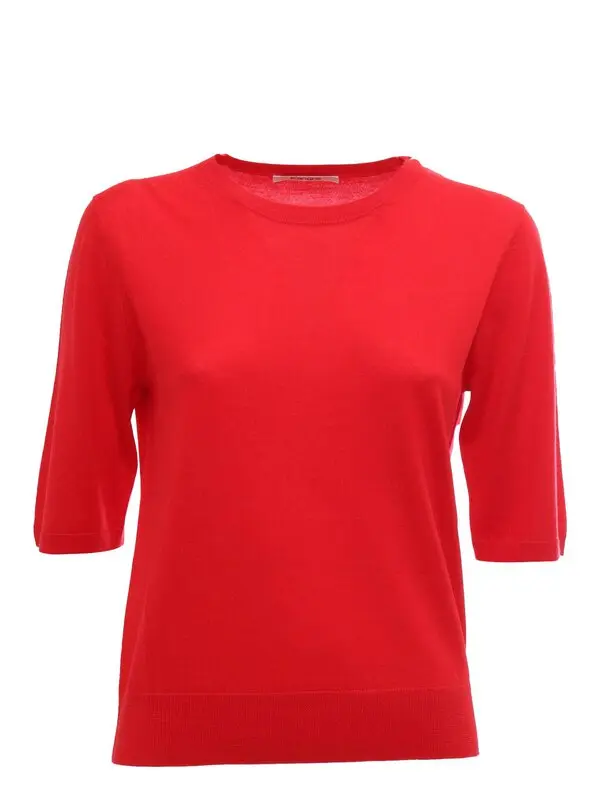 KANGRA Elbow Sleeve Knit Top - Red