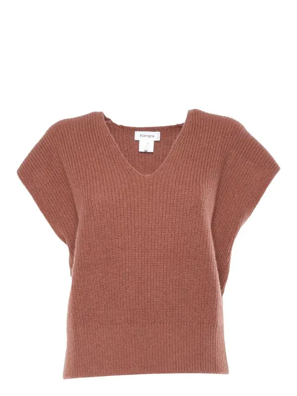 KANGRA Ribbed Knit Top - Red
