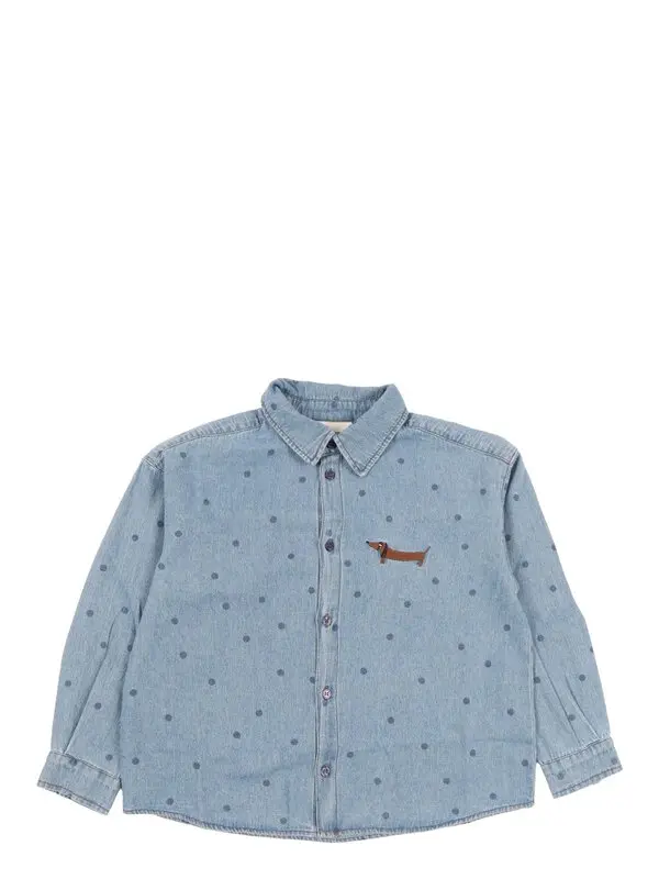 MINI RODINI Denim Long Sleeve Shirt - Blu