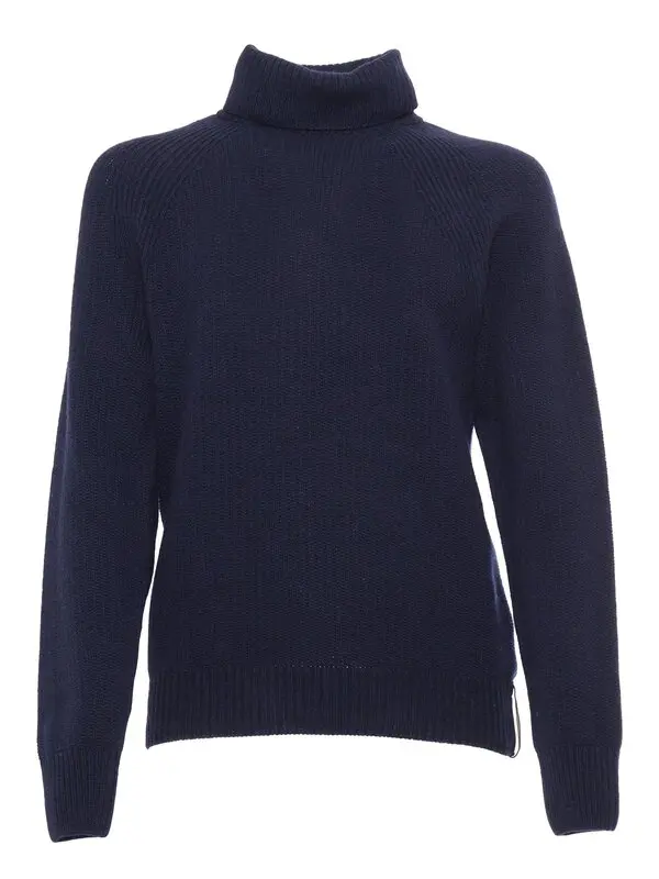 K-WAY Merino Wool Turtleneck Sweater - Blu