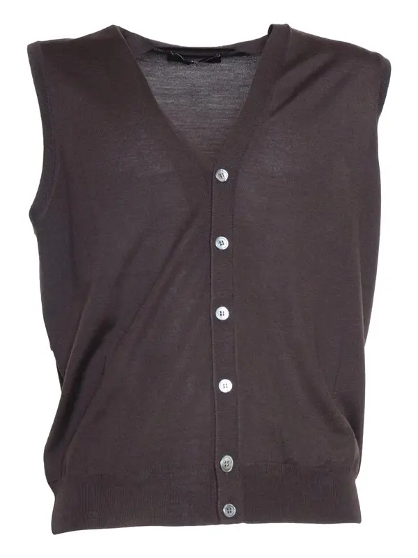PHI FDL Gilet Bott.r.merino - Red