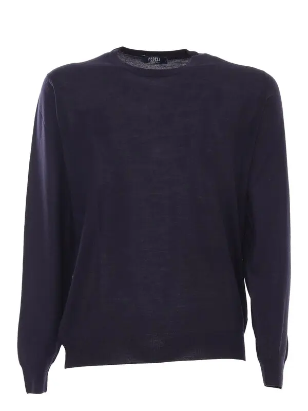 Fedeli Knitted Crew Neck Long Sleeve Sweater - Other, With A Wall Thickness