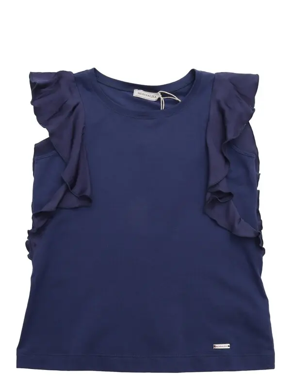 Monnalisa Sleeveless Jersey Top - Blu