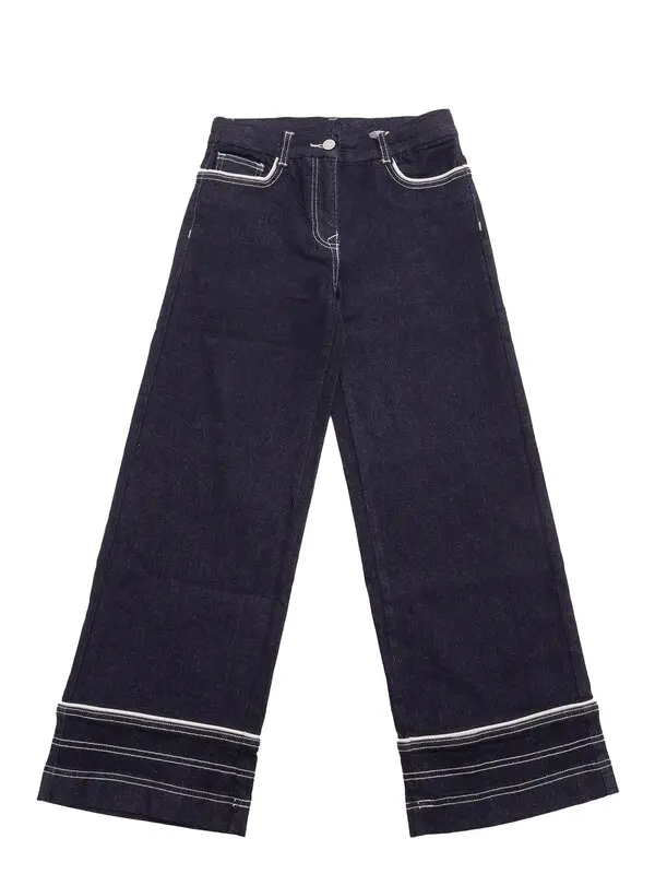 Monnalisa Denim Trousers With Heart Pocket Detail - Blu