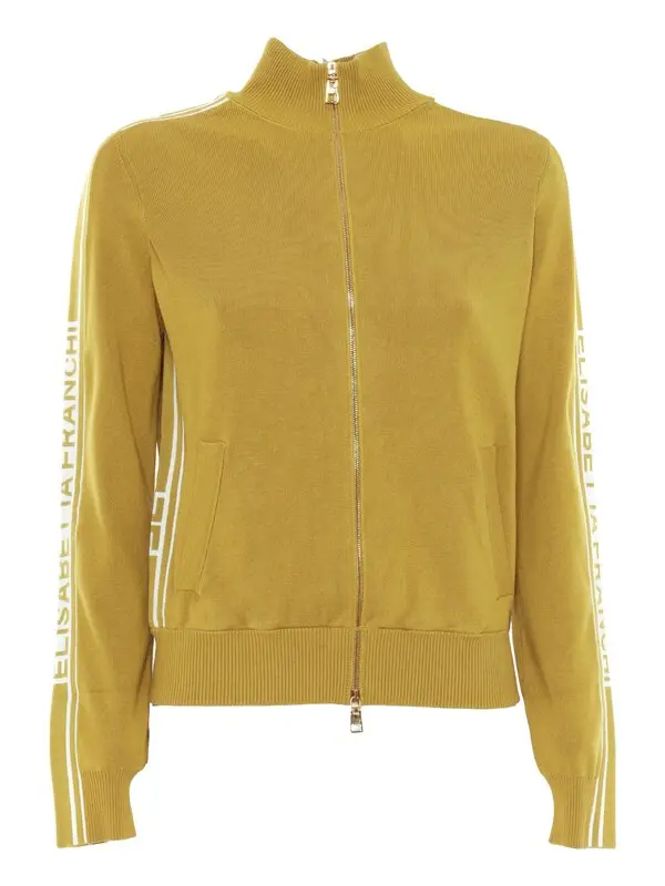 Elisabetta Franchi Tricot Top With Logo - Yellow