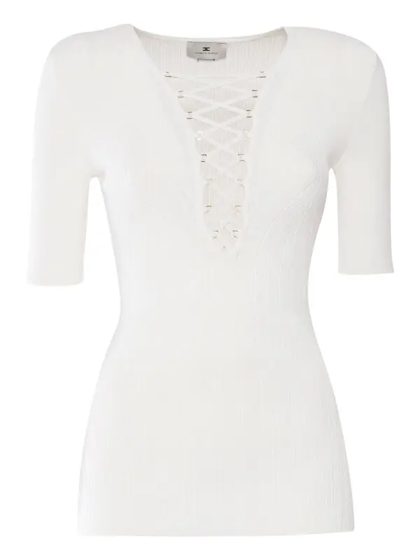 Elisabetta Franchi Tricot Knit Top - White