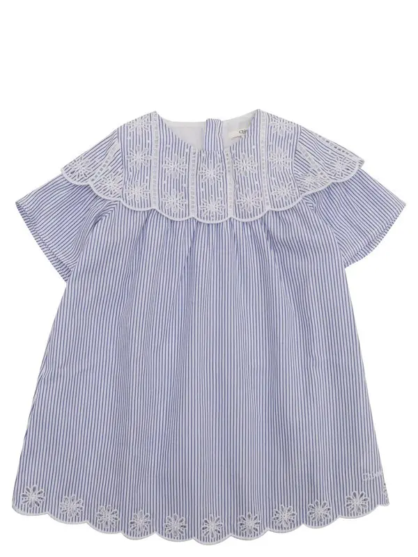 Chloé Striped Cotton Poplin Dress - Blue