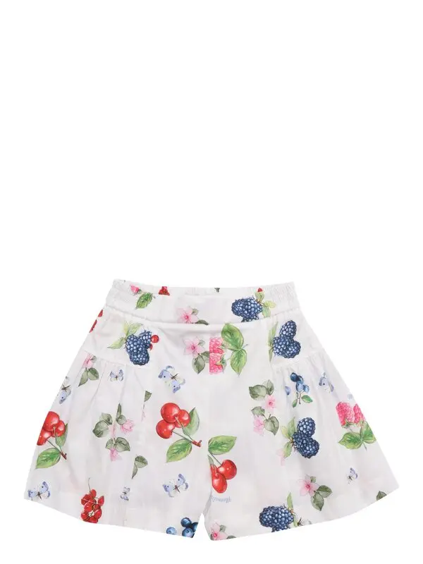 Monnalisa Printed Poplin Shorts - White