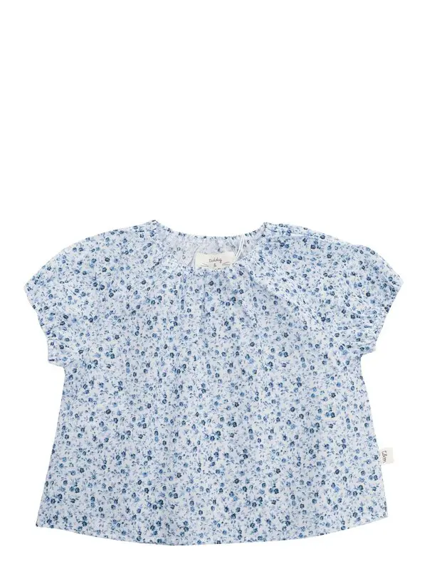 TEDDY & MINOU Floral Short Sleeve Shirt - Blue