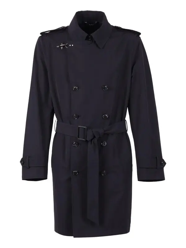 FAY Regular Fit Trench Coat - Blu