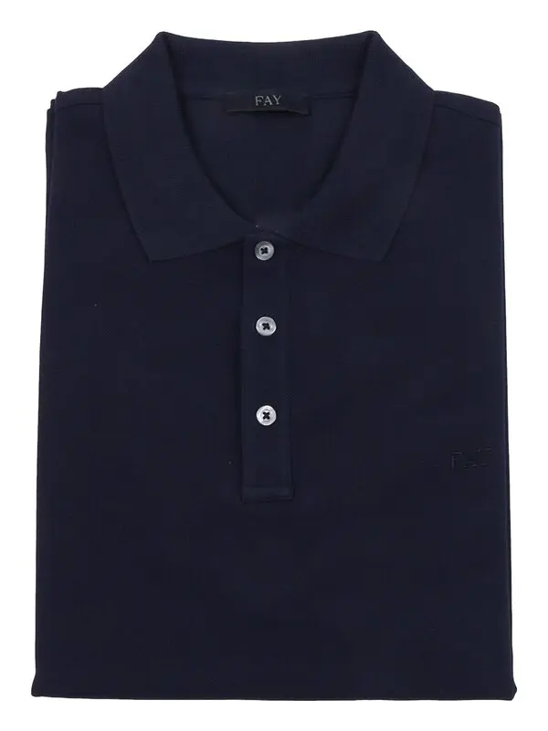 FAY Pique Stretch Polo - Blu