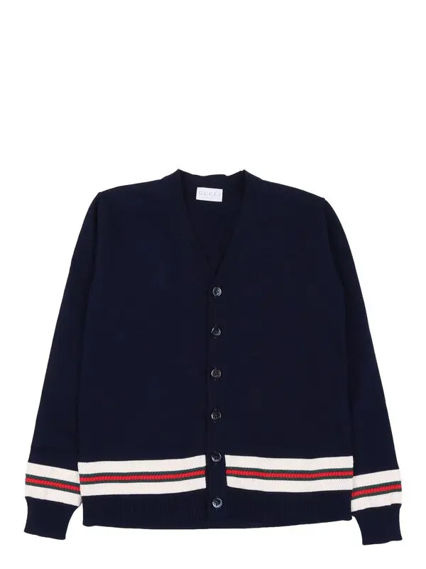 Gucci Long Sleeve Plain Cardigan - Blu