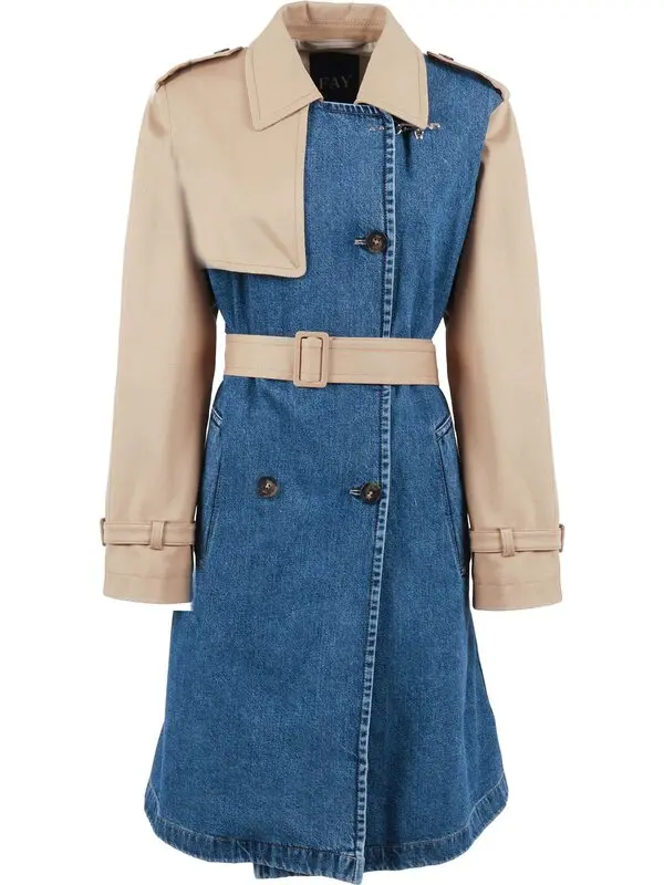 FAY Over Mix Materials Trench - Blu