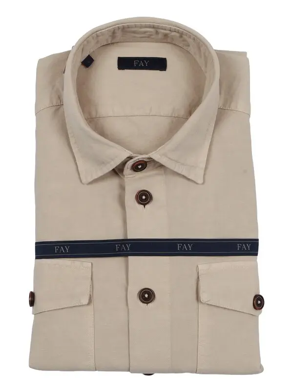 FAY Overshirt With Pockets - White