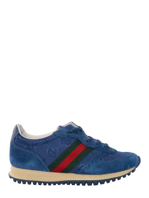 Gucci Leather And Suede Sneakers - Blu