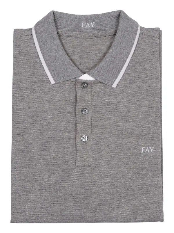 FAY Polo Shirt With Striped Collar - Other