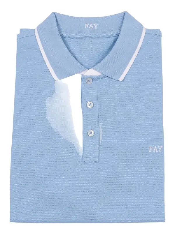 FAY Polo With Double Button Collar - Blue