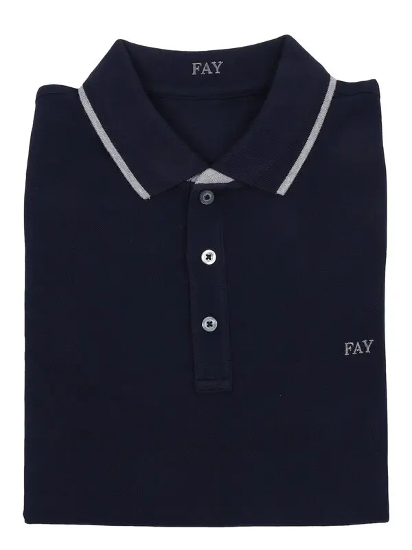 FAY Polo With Striped Details - Blu
