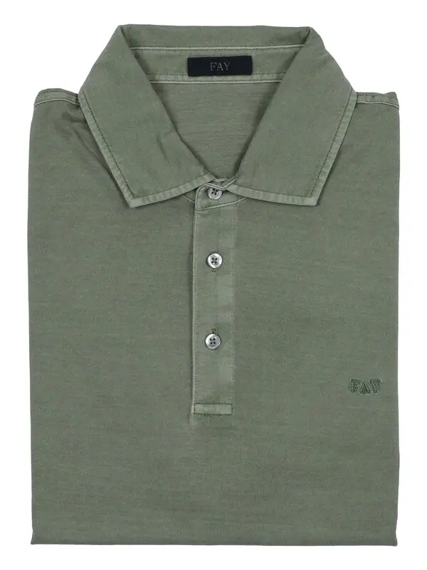 FAY Polo Jersey With Frosted Embroidery - Green