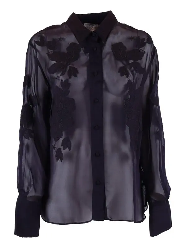 FORTE_FORTE Organza Ricamo 'iris Velvet' Camicia - Blu