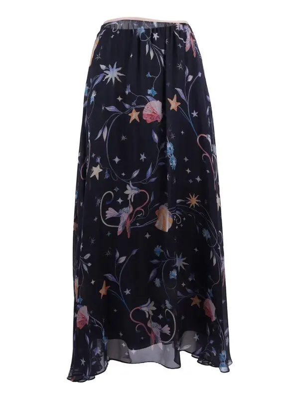 FORTE_FORTE Chiffon Stampa 'deliverance' Skirt - Blu