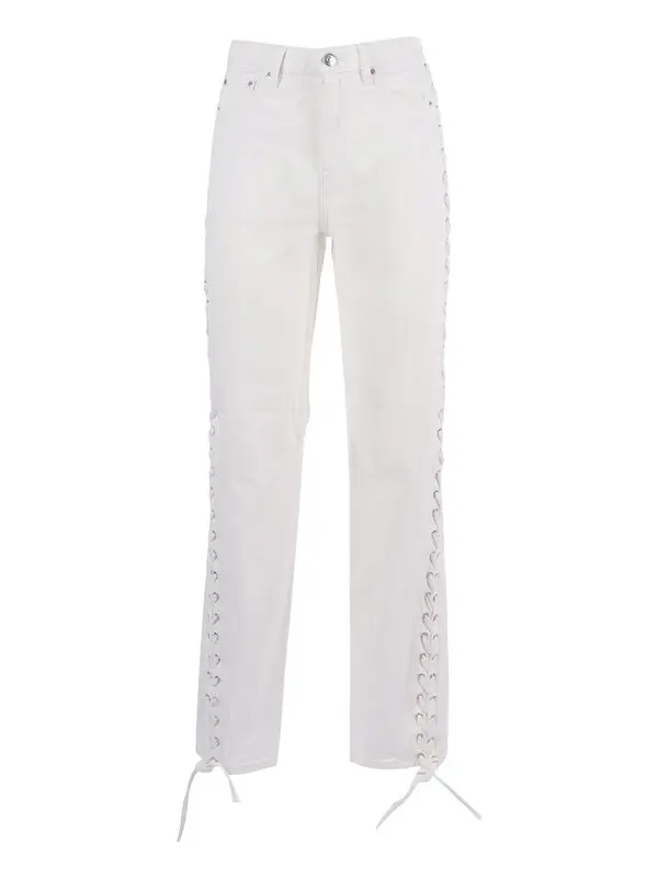 ROTATE BY BIRGER CHRISTENSEN Laced Raw Denim Jeans - White