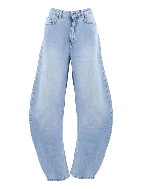 ROTATE BY BIRGER CHRISTENSEN Draped Barrel Leg Jeans - Blu