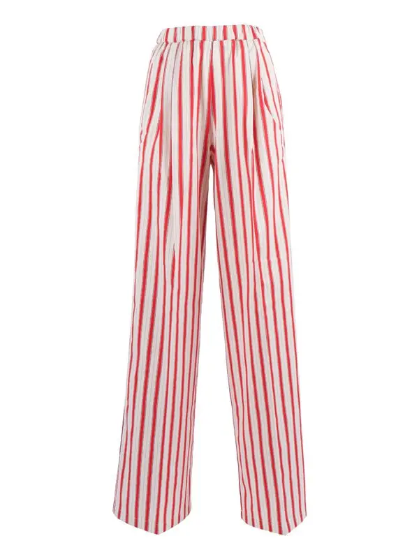 FORTE_FORTE Straight Riga Contemporary Cotton Trousers - Red