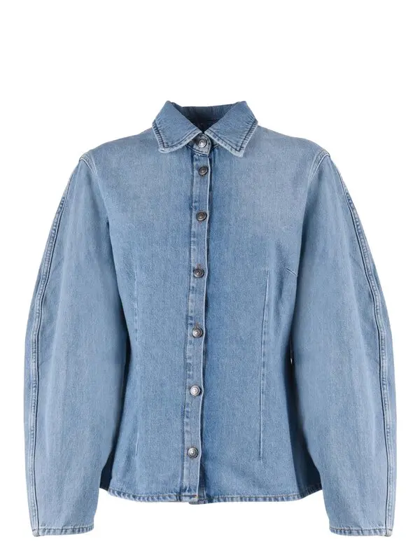ROTATE BY BIRGER CHRISTENSEN Fitted Denim Shirt - Blu