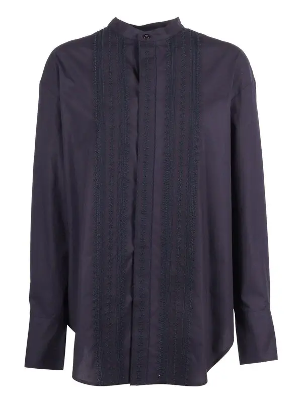 FORTE_FORTE Poplin Shirt With Embroidery - Blu