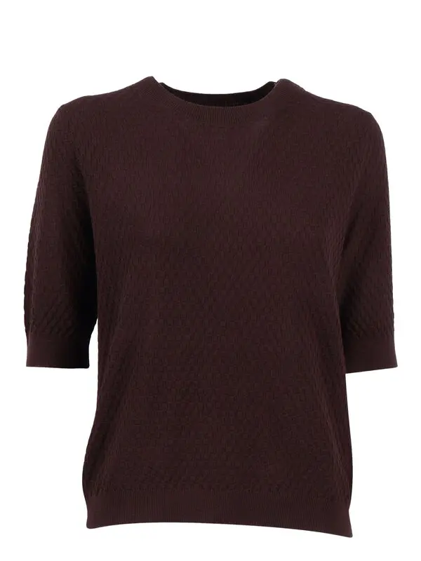 KANGRA Microquadretto Short Sleeve Top - Red