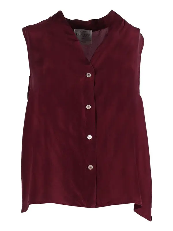 FORTE_FORTE Scollo A V Habotai Seta Top - Red