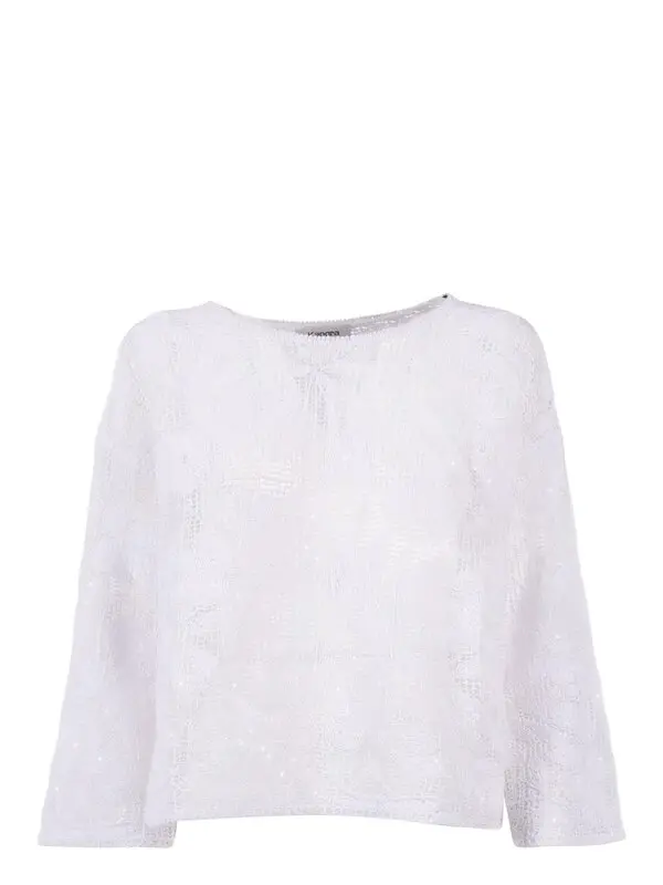 KANGRA Cornely Embroidered Sequin Top - White