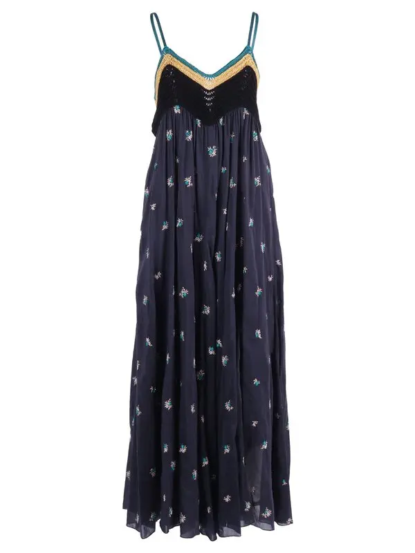 FORTE_FORTE Abito Bustier Voile Ricamo 'petites Fleurs - Blu