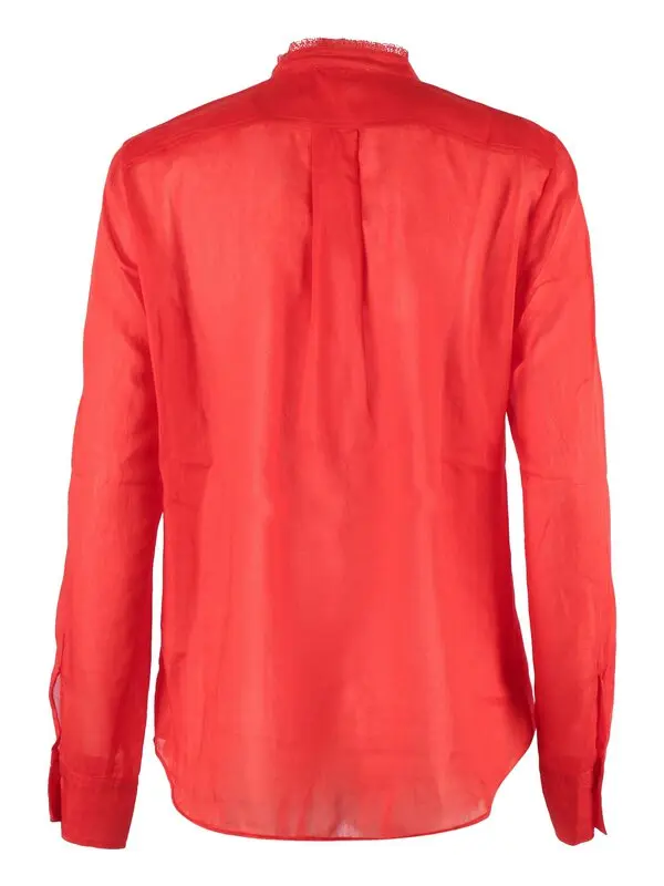 FORTE_FORTE Serafino Voile Shirt With Lace Details - Red