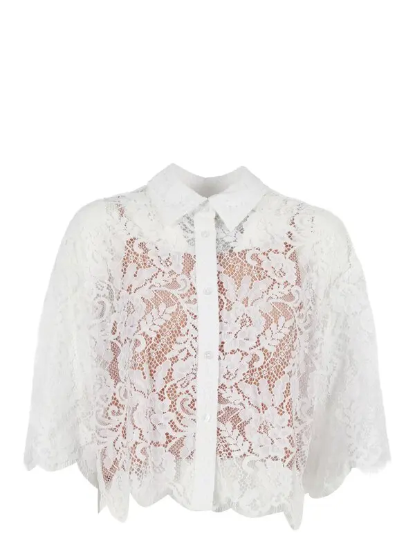 Michael Kors Corded Lace Short Sleeve Shirt - White
