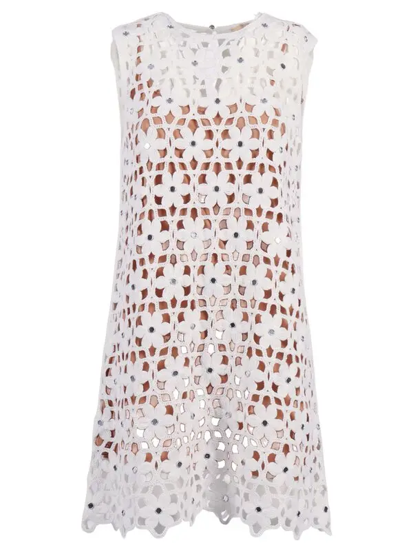 Michael Kors Faux Crochet Mini Dress - White