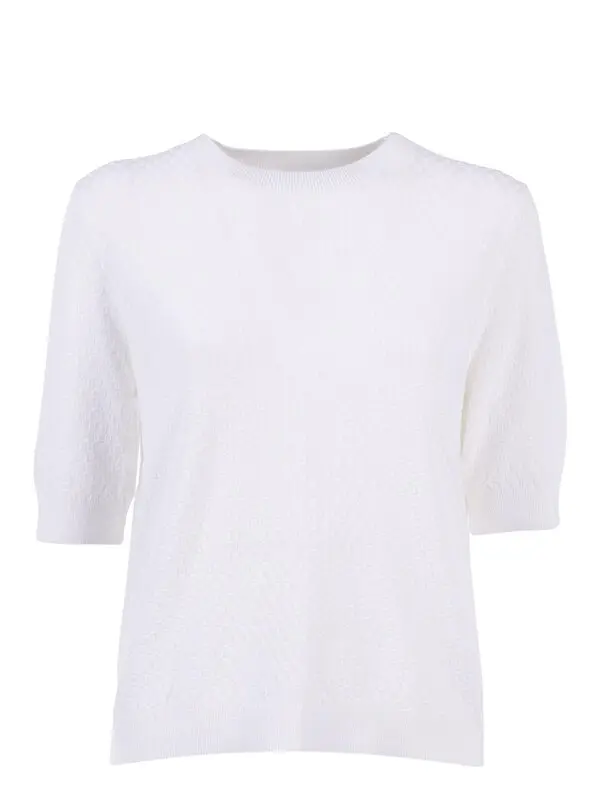 KANGRA Microquadretto Short Sleeve Top - White